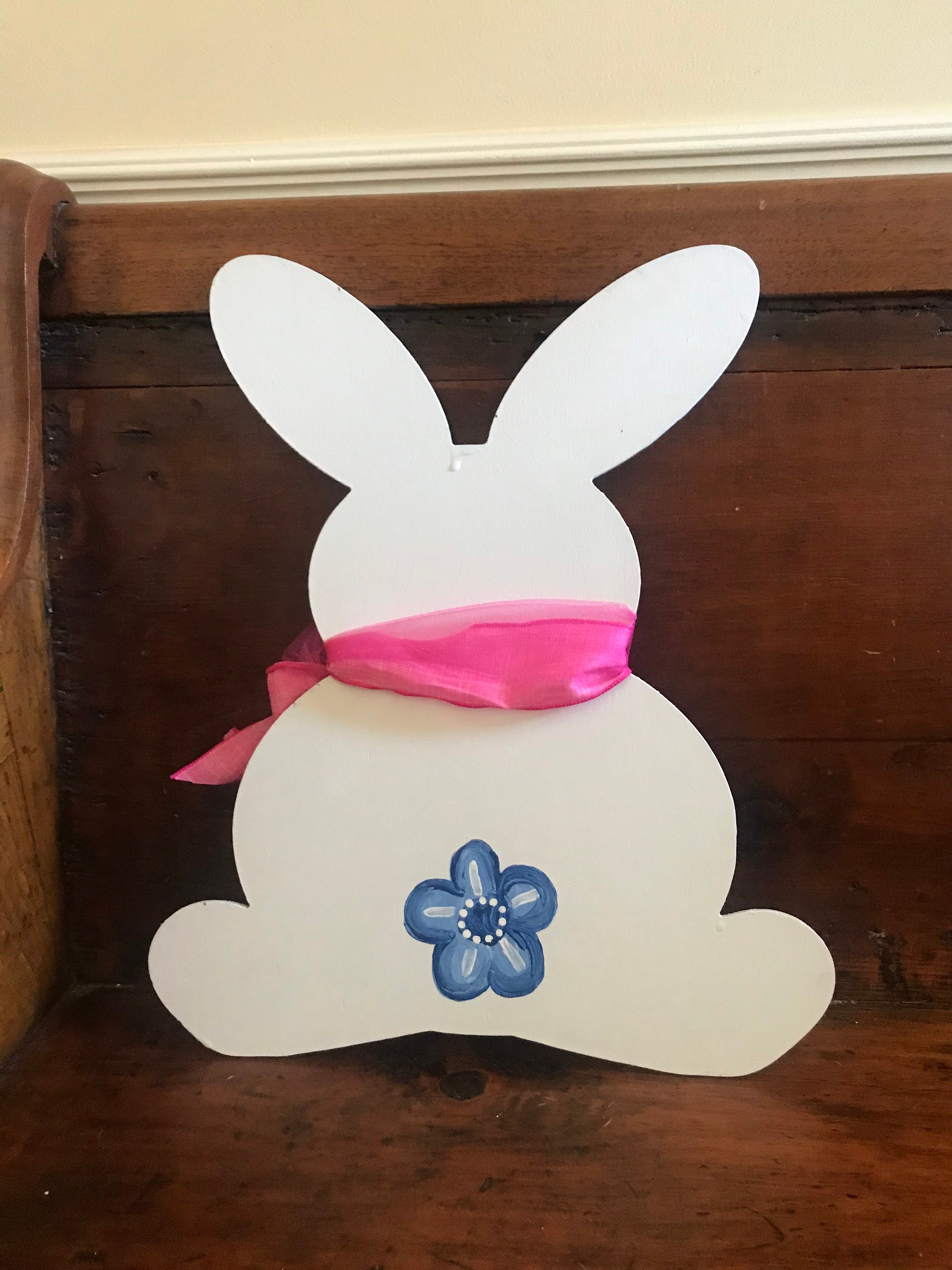 Blue and White Rabbit Door Hanger - Etsy