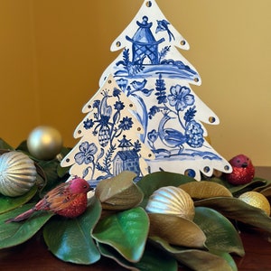 Handpainted Blue and White Wooden Tree in Two Sizes - Etsy