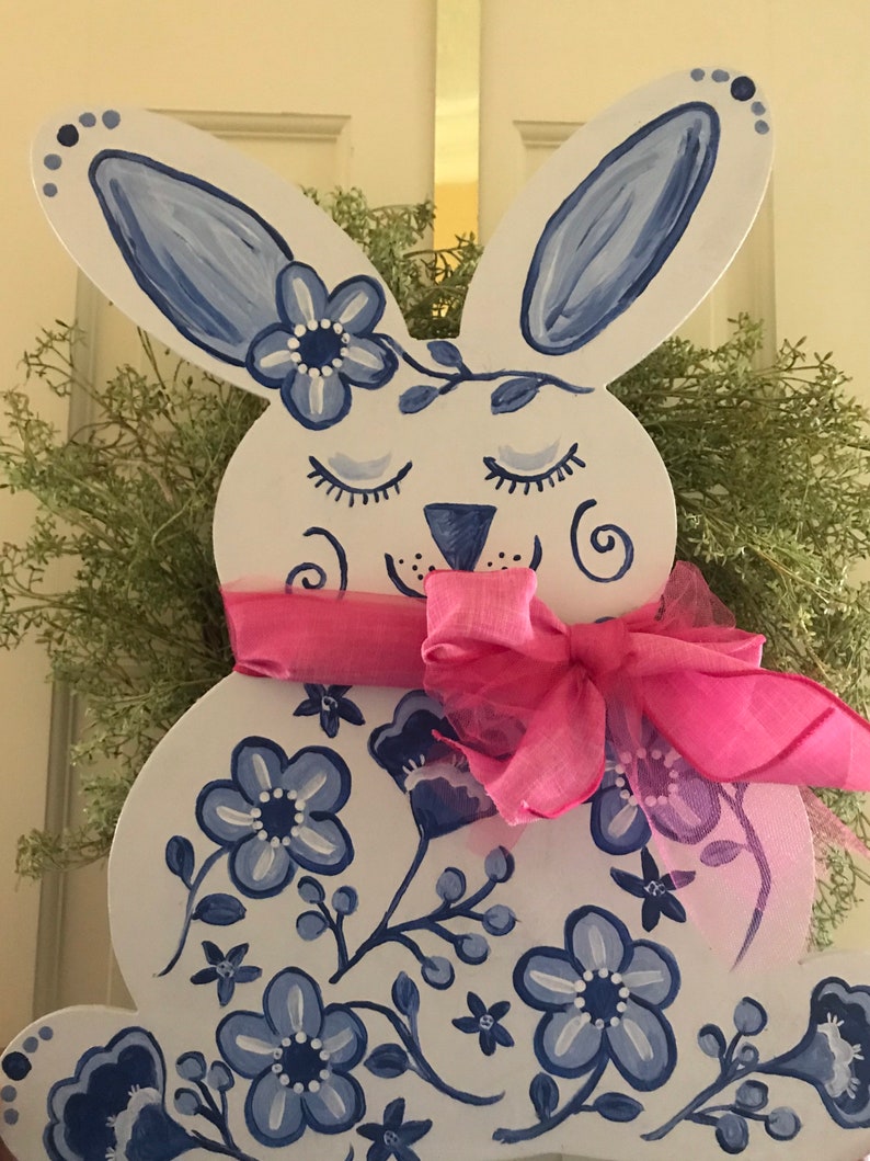 Blue and White Rabbit Door Hanger - Etsy