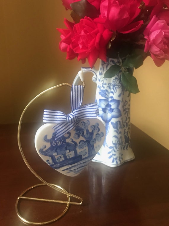 Blue and White Porcelain Heart in 4 Styles | Etsy