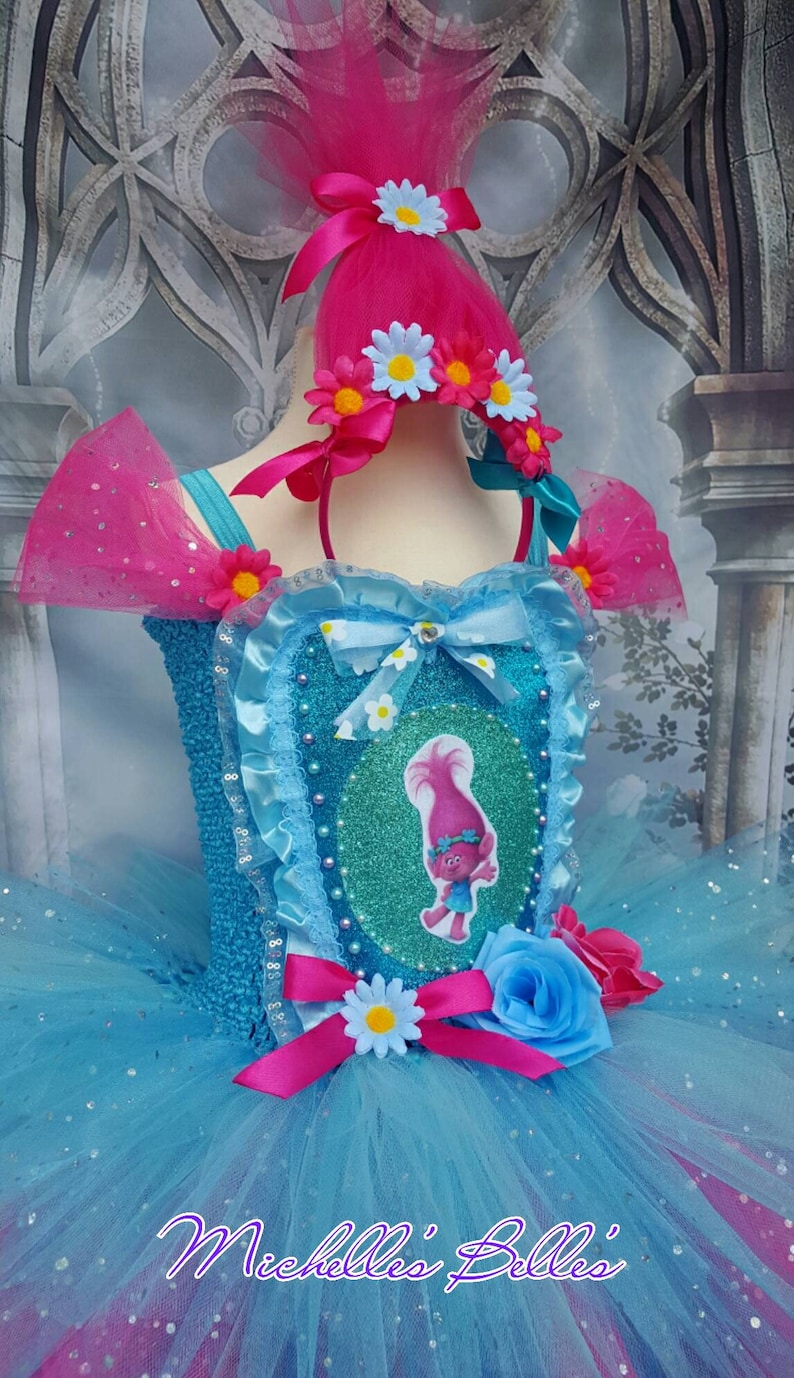 Poppy Trolls Style Tutu Dress Premium - Etsy UK