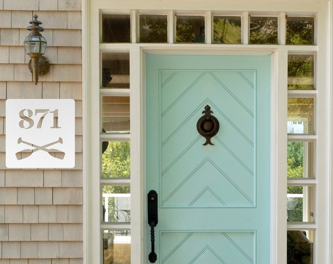 Crossed Oars Address Sign, Custom Crossed Oars Metal Address Sign, Lake ...