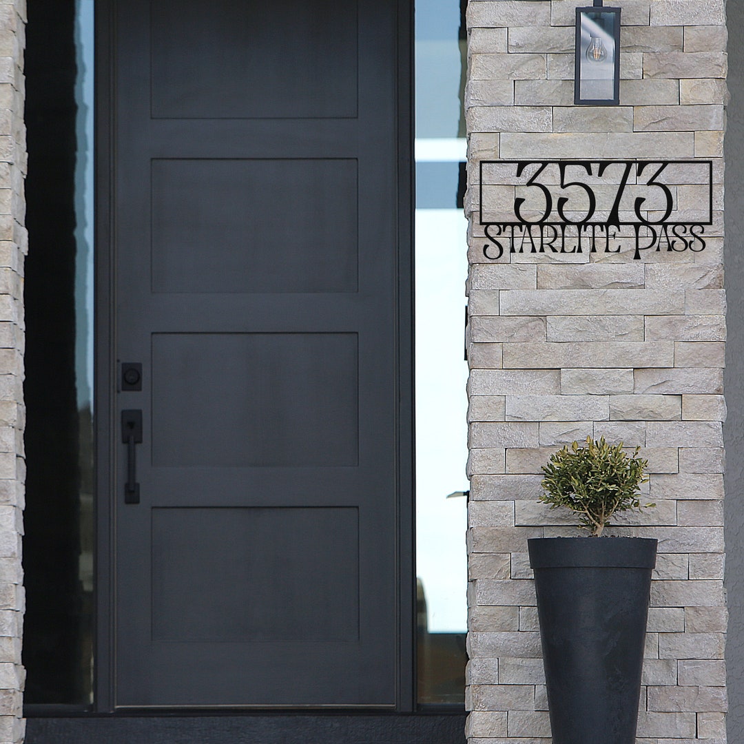 Modern Custom Metal Address Sign With Street Name, Hanging Address Sign ...