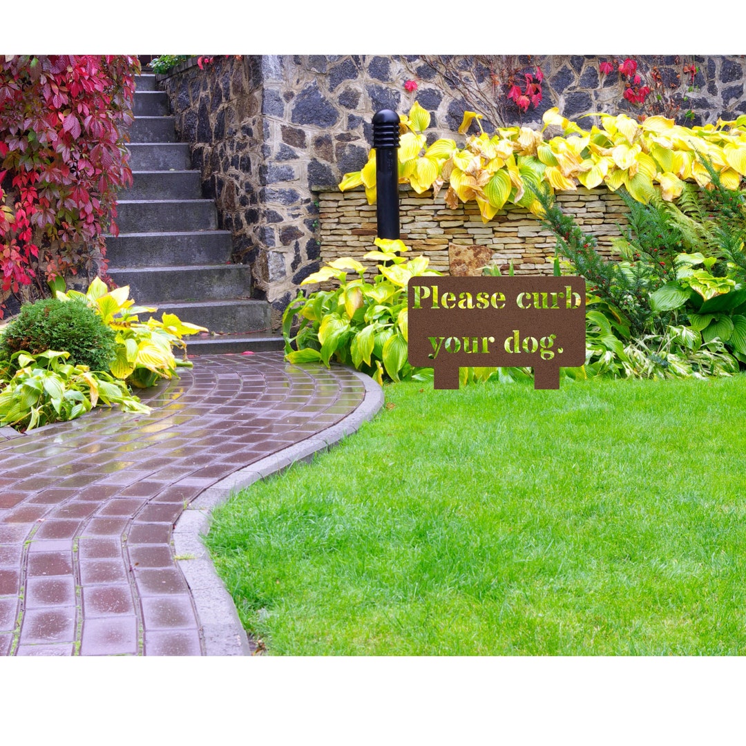 Metal Curb Your Dog Yard Stake, Custom Curb Your Dog Sign With Stakes ...