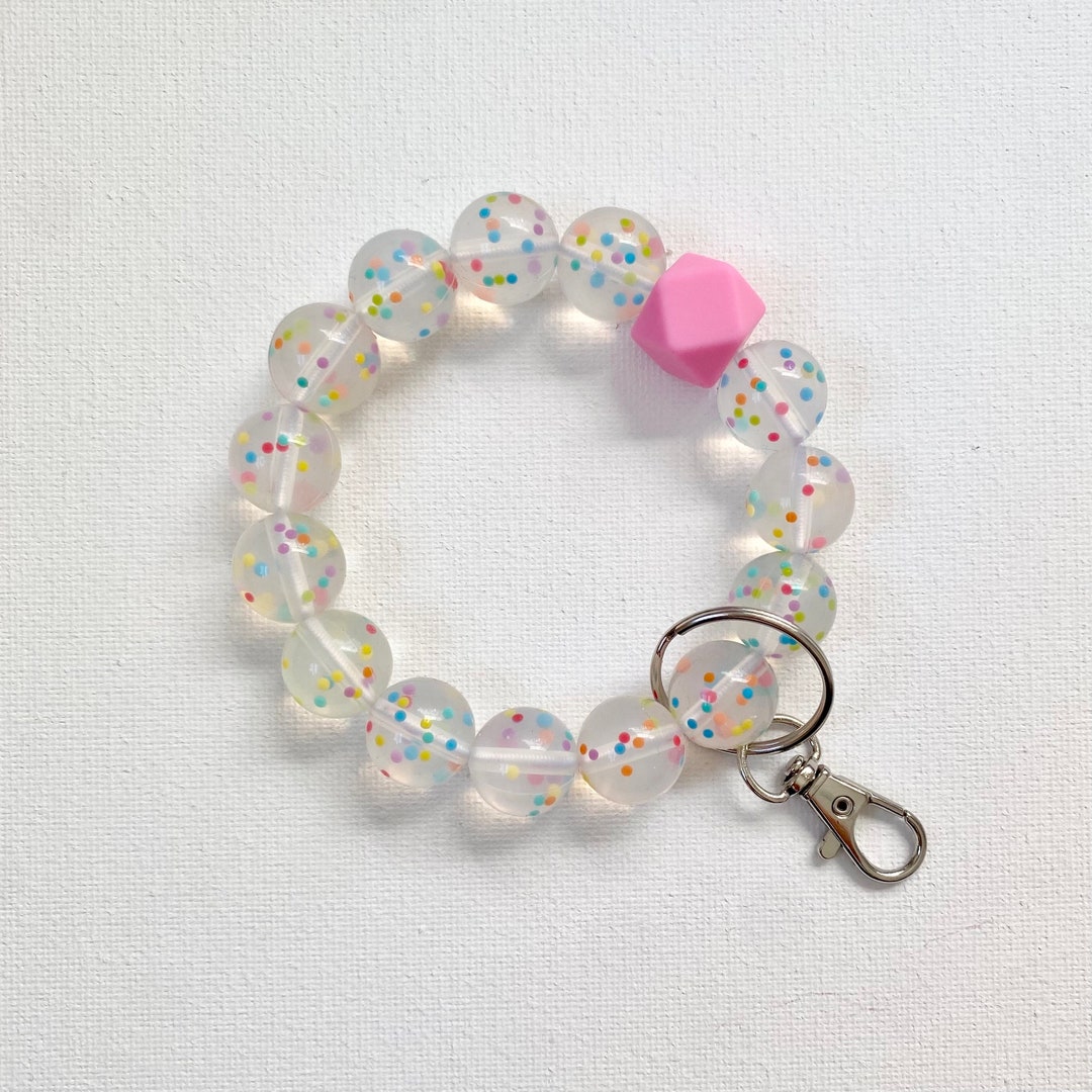 Stretchy Keychain Bracelet | Rainbow Confetti - Etsy