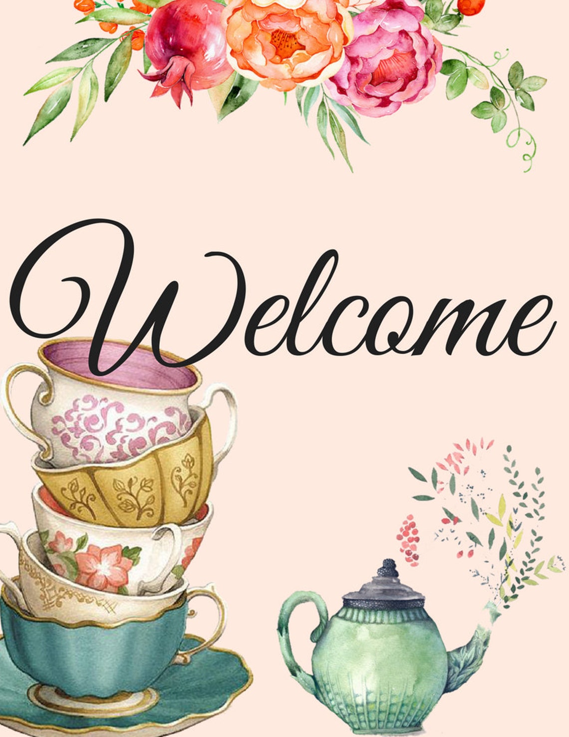 Tea Party Theme Bridal Shower Welcome Pack Sweet Tea Bar Cards - Etsy.de