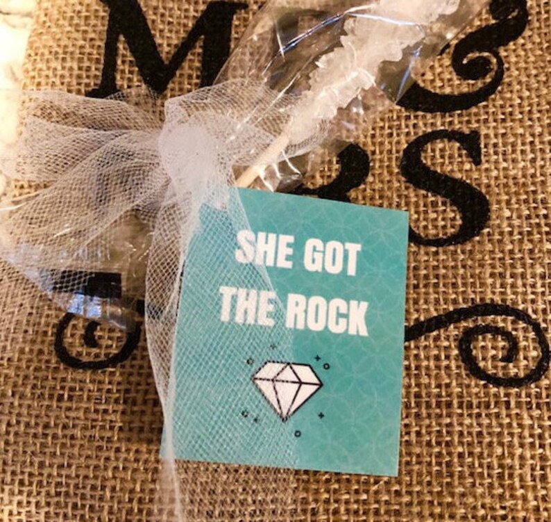She Got the Rock Gift Tags Engagement Favor Tags PDF Instant - Etsy