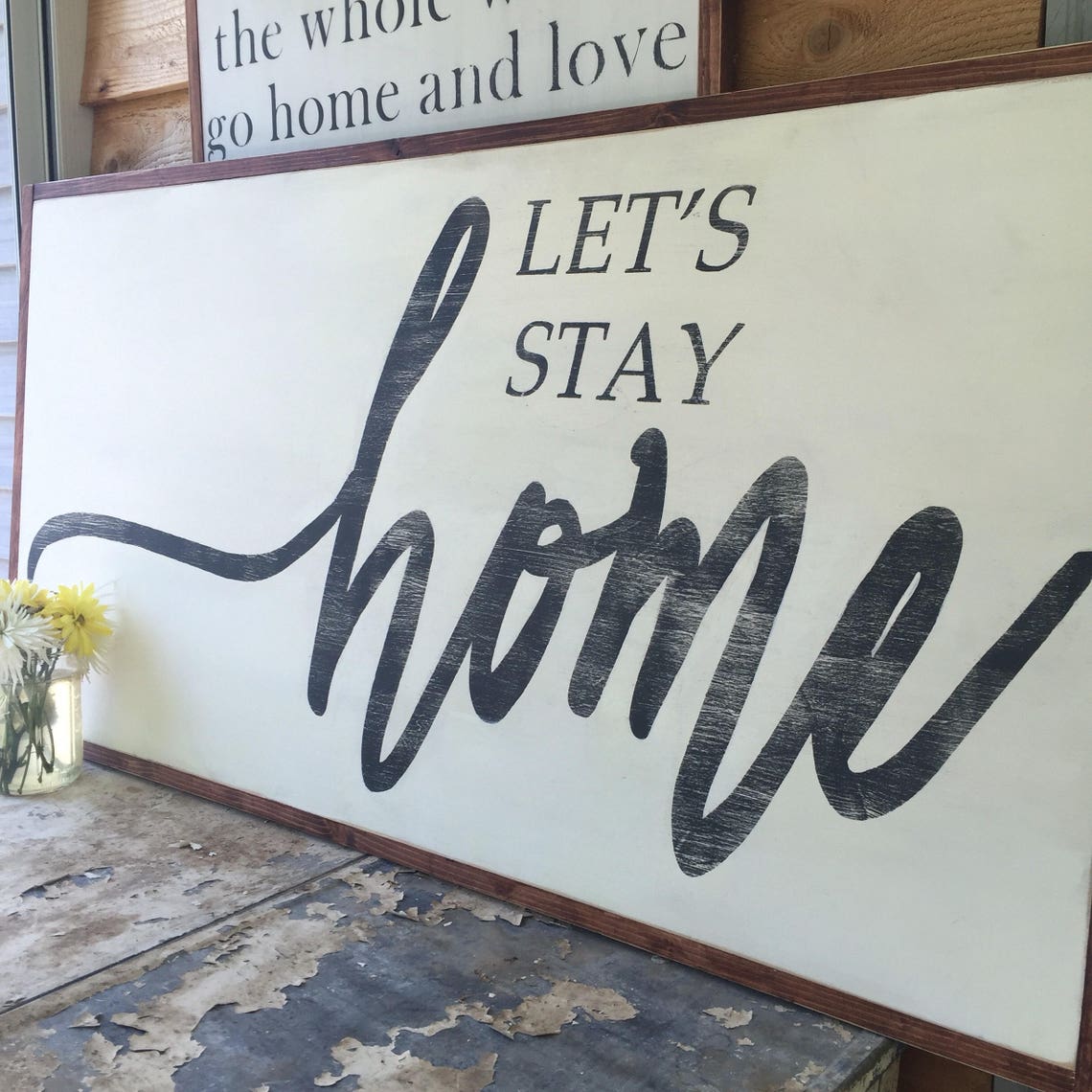 Lets Stay Home Sign Let's Stay Home Sign Home Wood Sign - Etsy