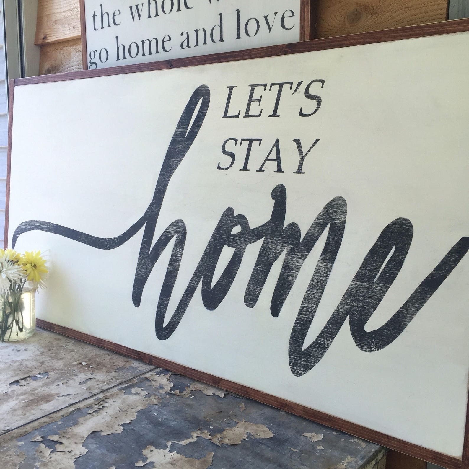 Lets Stay Home Sign Let's Stay Home Sign Home Wood Sign - Etsy UK