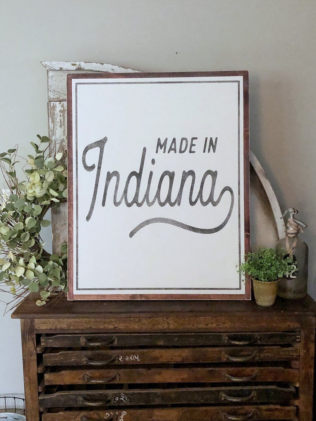 Made in Indiana- Indiana Sign- State Signs- Hoosier Farmhouse- Hoosier ...
