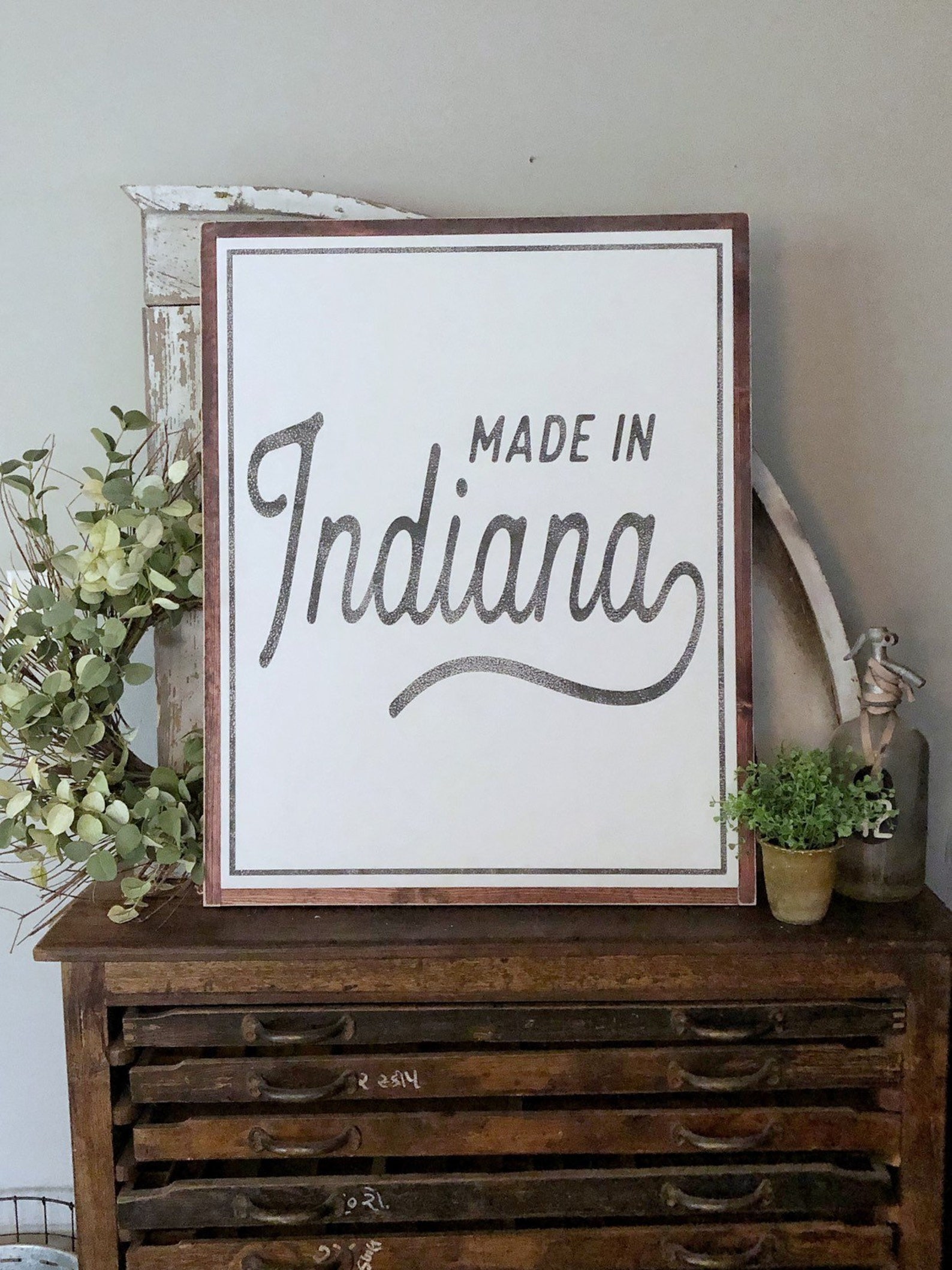 Made in Indiana Indiana Sign State Signs Hoosier Farmhouse | Etsy
