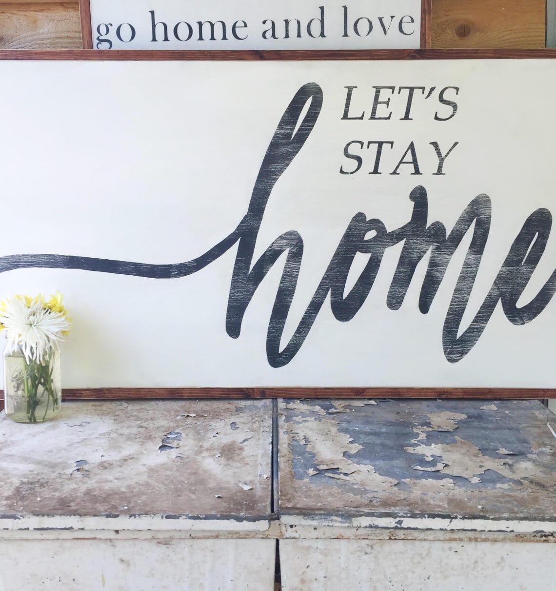 Lets Stay Home Sign Let's Stay Home Sign Home Wood Sign | Etsy