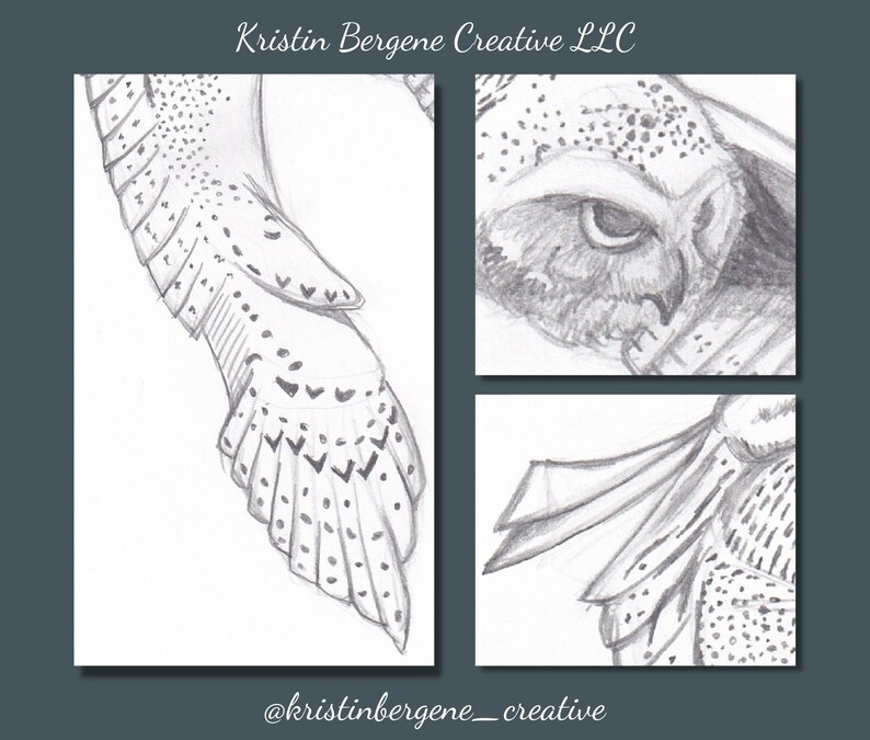 Snowy Owl Sketch Print/poster Night Time Sky, Full Moon Illustration ...