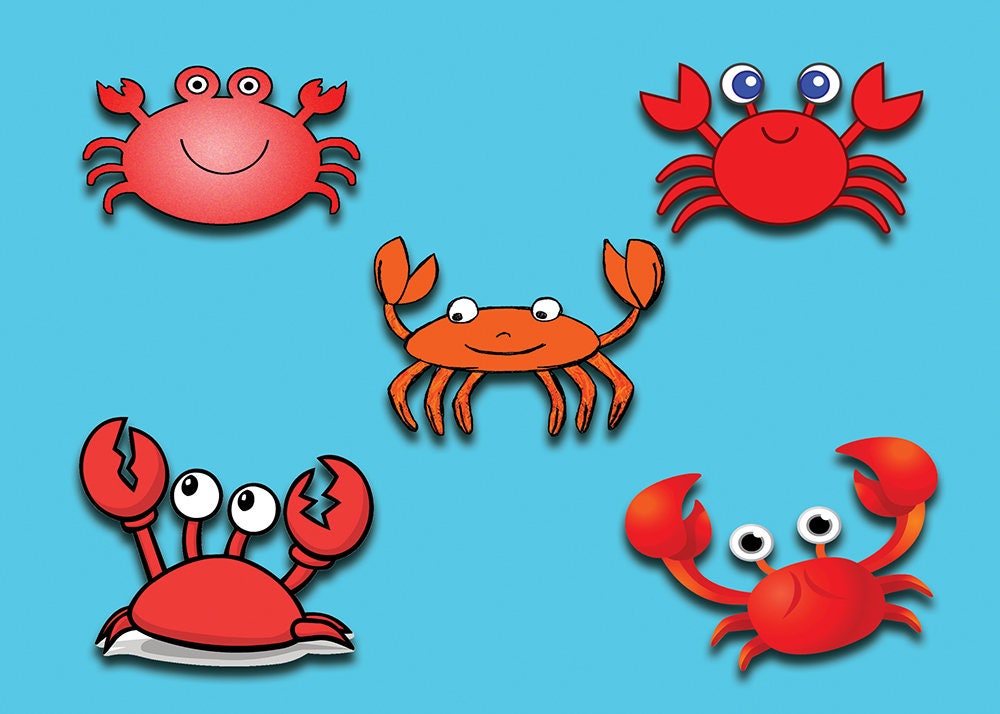 CRAB CLIPART five images printable instant download crab | Etsy