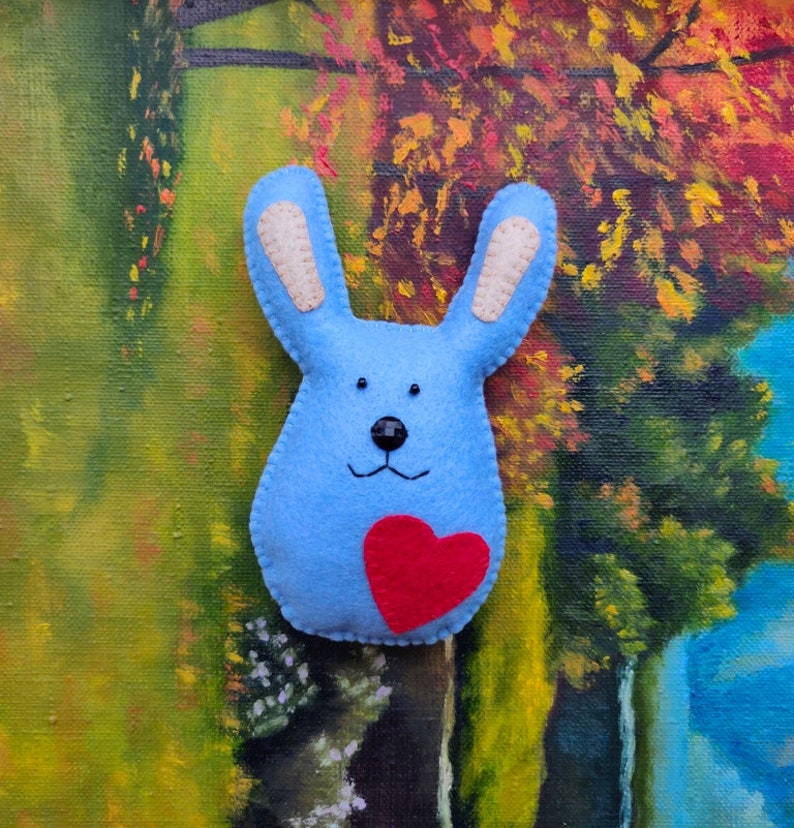 Bunny Rabbit Felt Toy Blue Bunny Bunny Lover Gift - Etsy