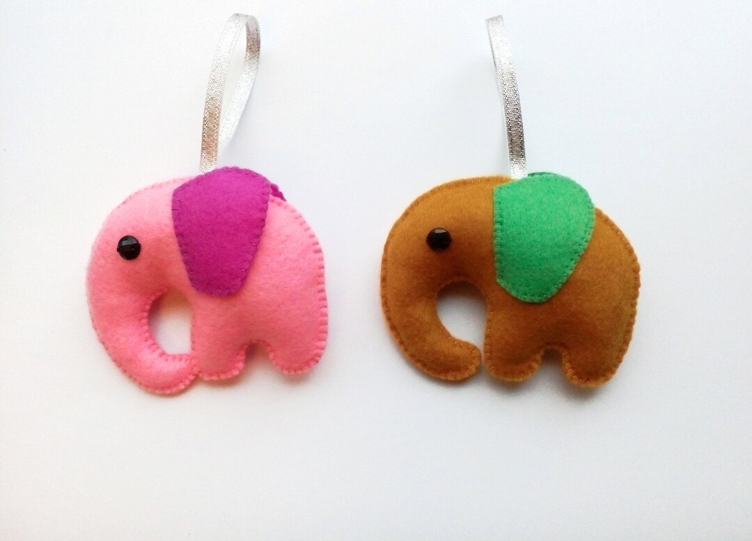 Felt Elephant Toy, Two Felt Elephants, Handmade Elephant, Mobile ...