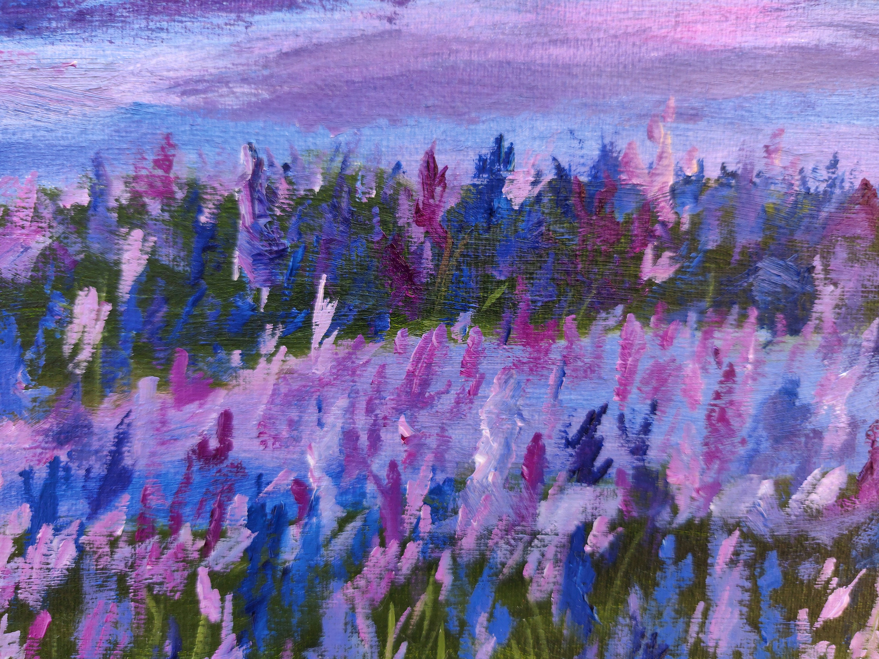 Lavender Art Oil on Canvas Sunset Painting Oil Lavender - Etsy UK