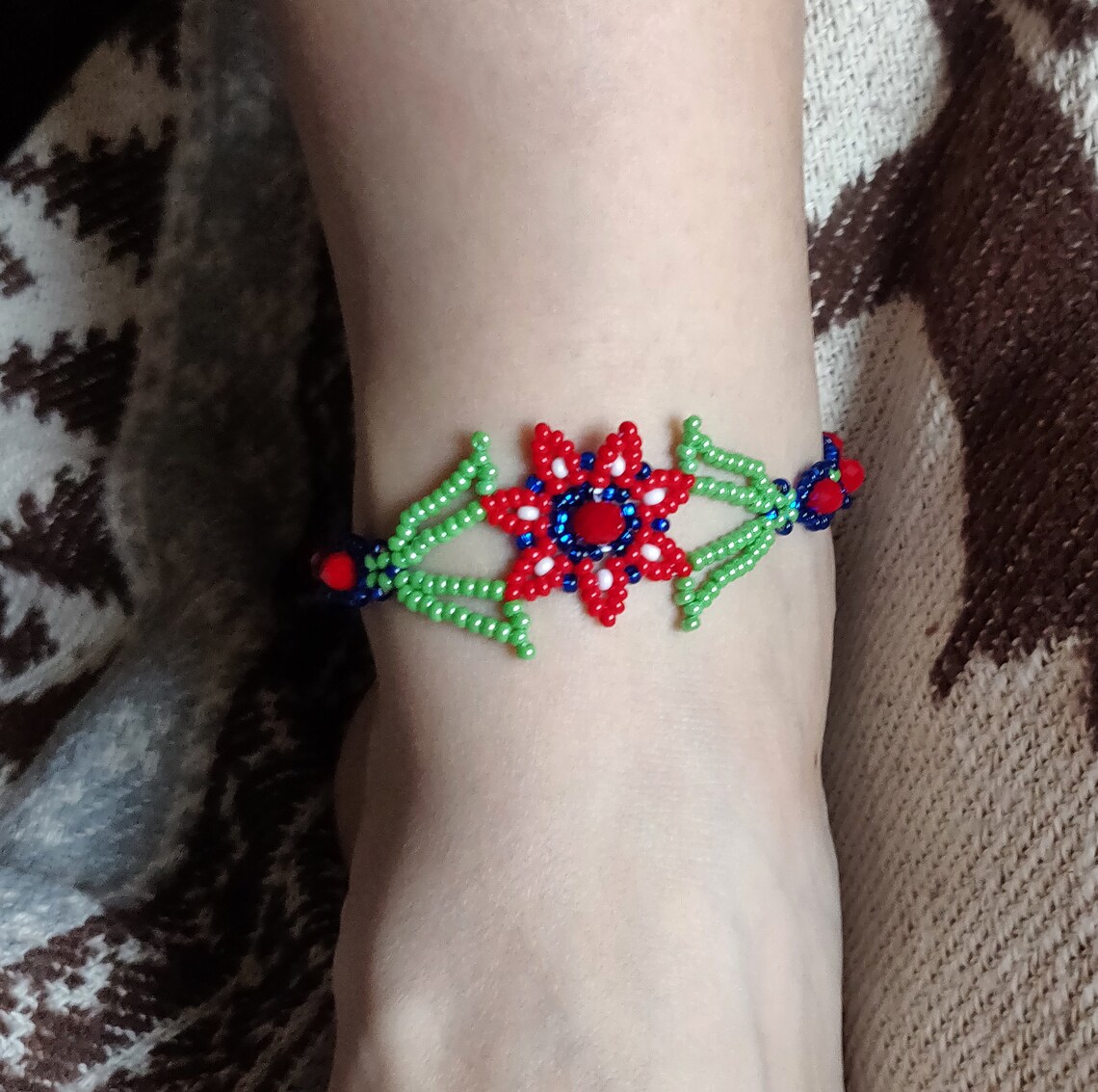 Flower Anklet Beaded, Summer Mexican Anklet, Beaded Huichol Anklet ...