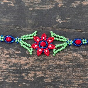 Flower Anklet Beaded, Summer Mexican Anklet, Beaded Huichol Anklet ...