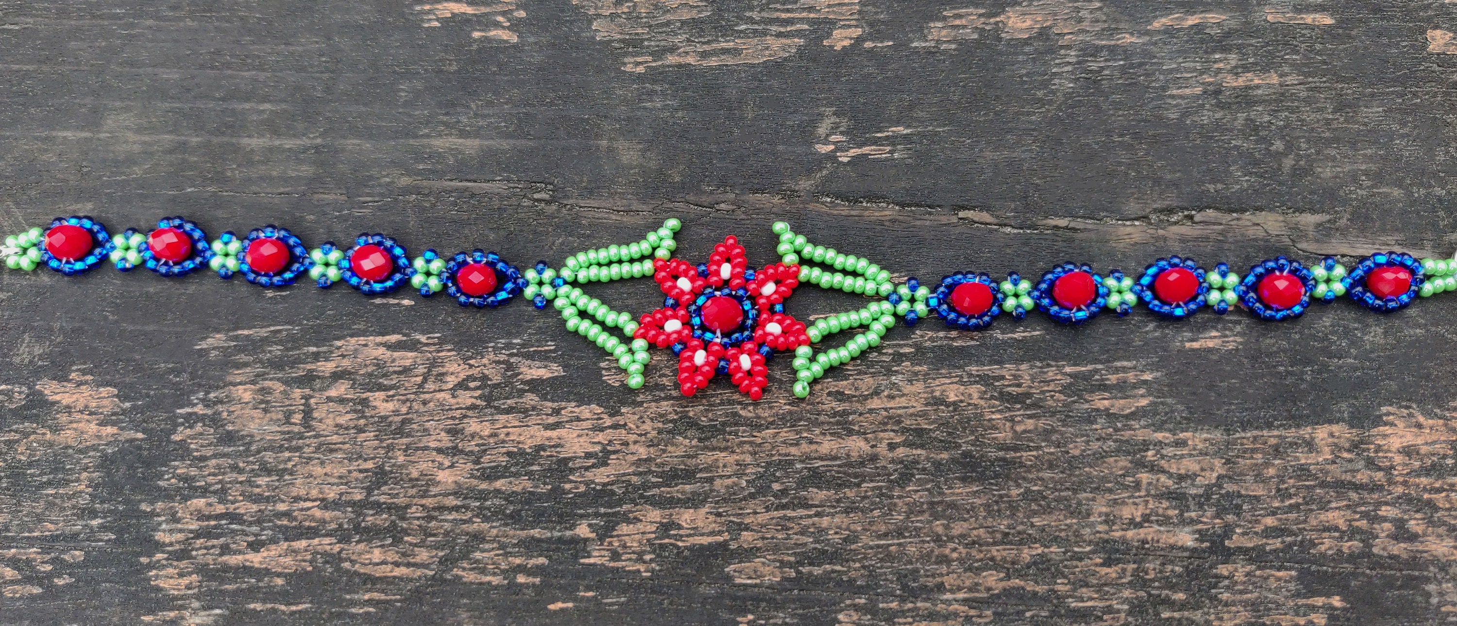 Flower Anklet Beaded, Summer Mexican Anklet, Beaded Huichol Anklet ...