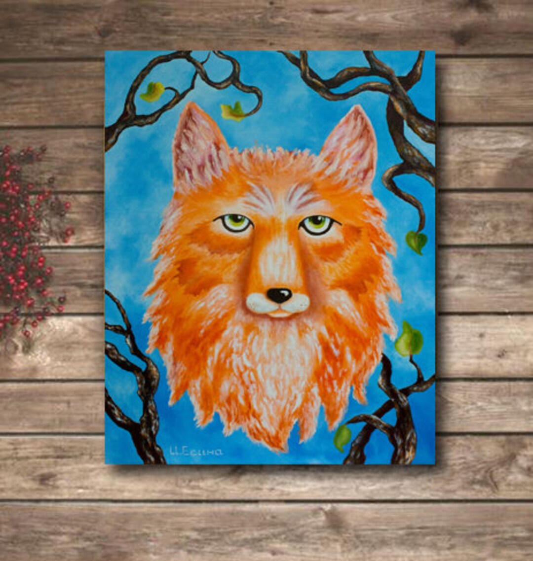 Red Wolf Canvas Original Artwork, Wolf Oil Painting, Wildlife Art ...