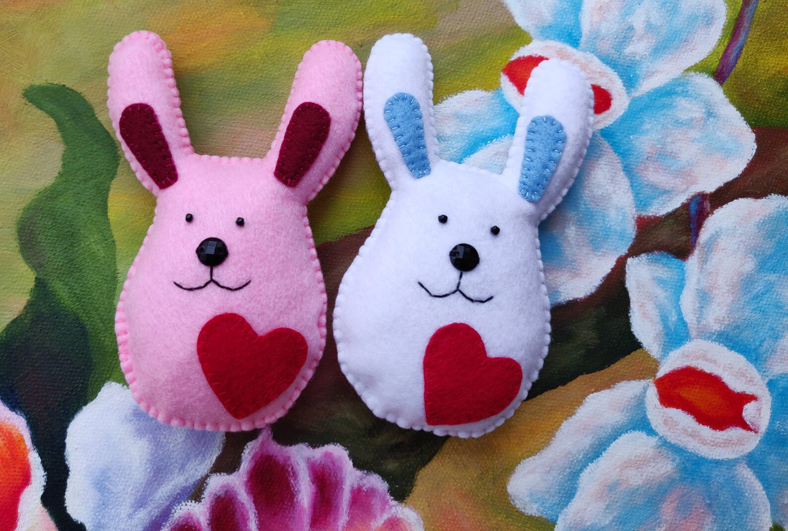 Bunny Rabbit Felt Toy, Two Felt Rabbits, Valentine’s Gift Toy, Felt ...