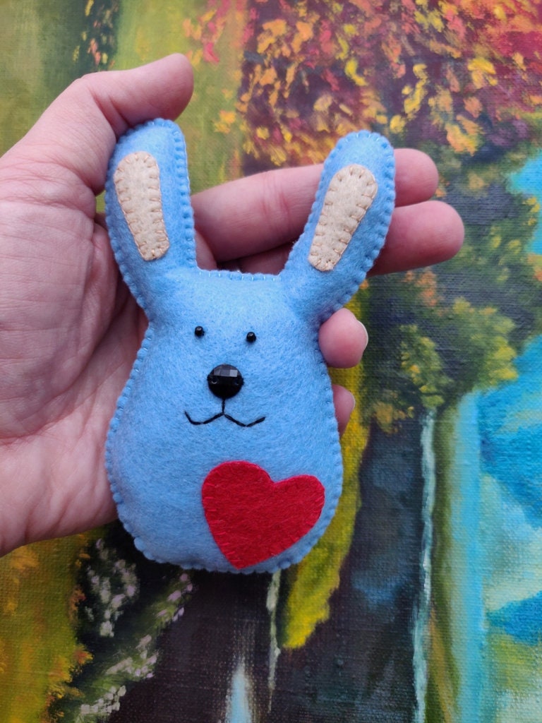 Bunny Rabbit Felt Toy Blue Bunny Bunny Lover Gift - Etsy