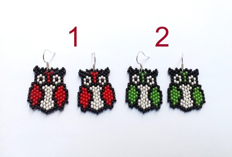Owl Beaded Earrings Seed Bead Owl Seed Bead Earrings - Etsy