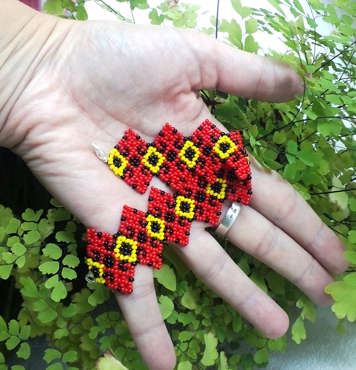 Huichol Bracelet Yellow Red Bracelet Mexican Bracelet | Etsy