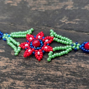 Flower Anklet Beaded, Summer Mexican Anklet, Beaded Huichol Anklet ...