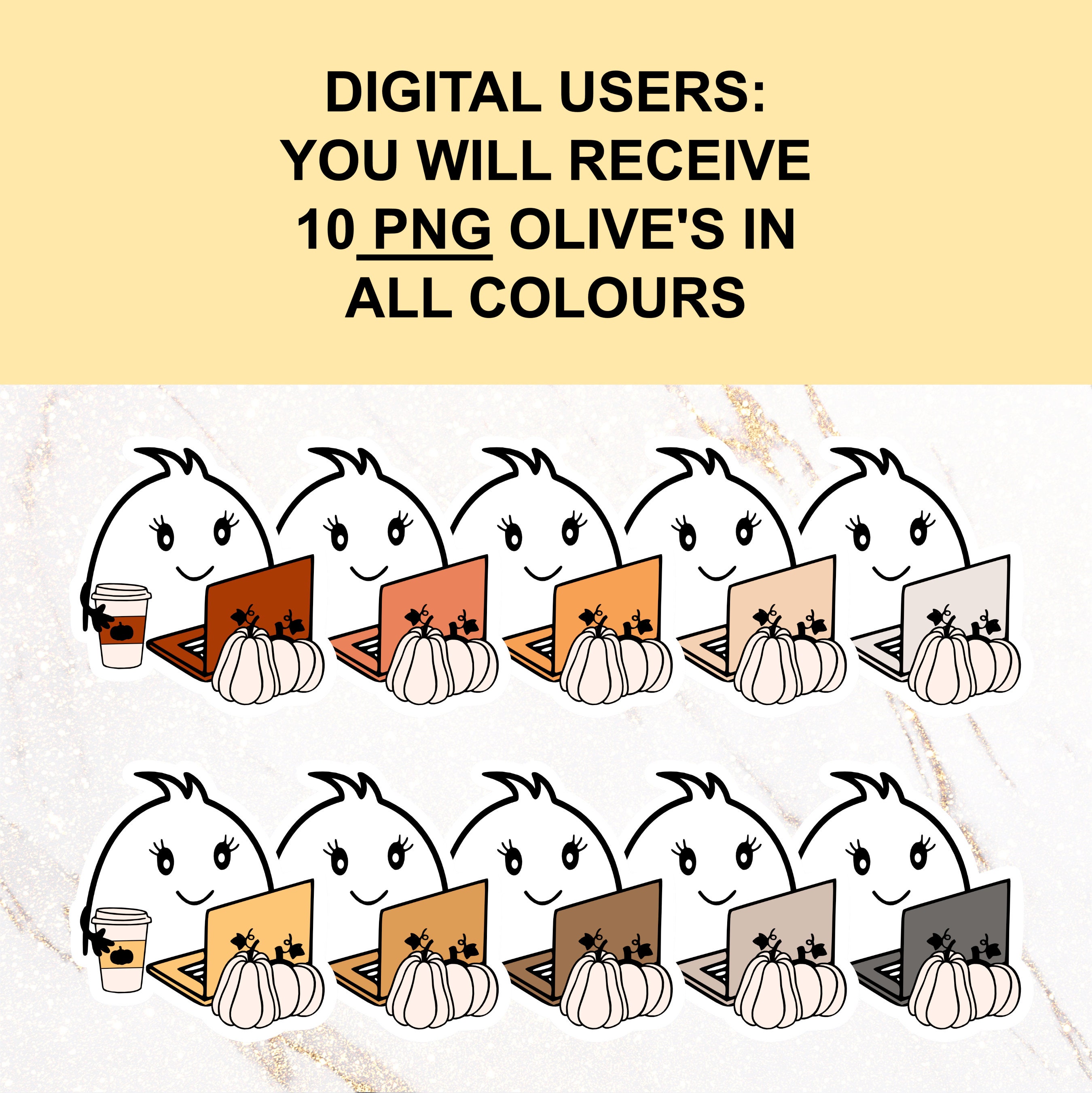 Digital and Printable Cute Character Olive Stickers FALL LAPTOP - Etsy