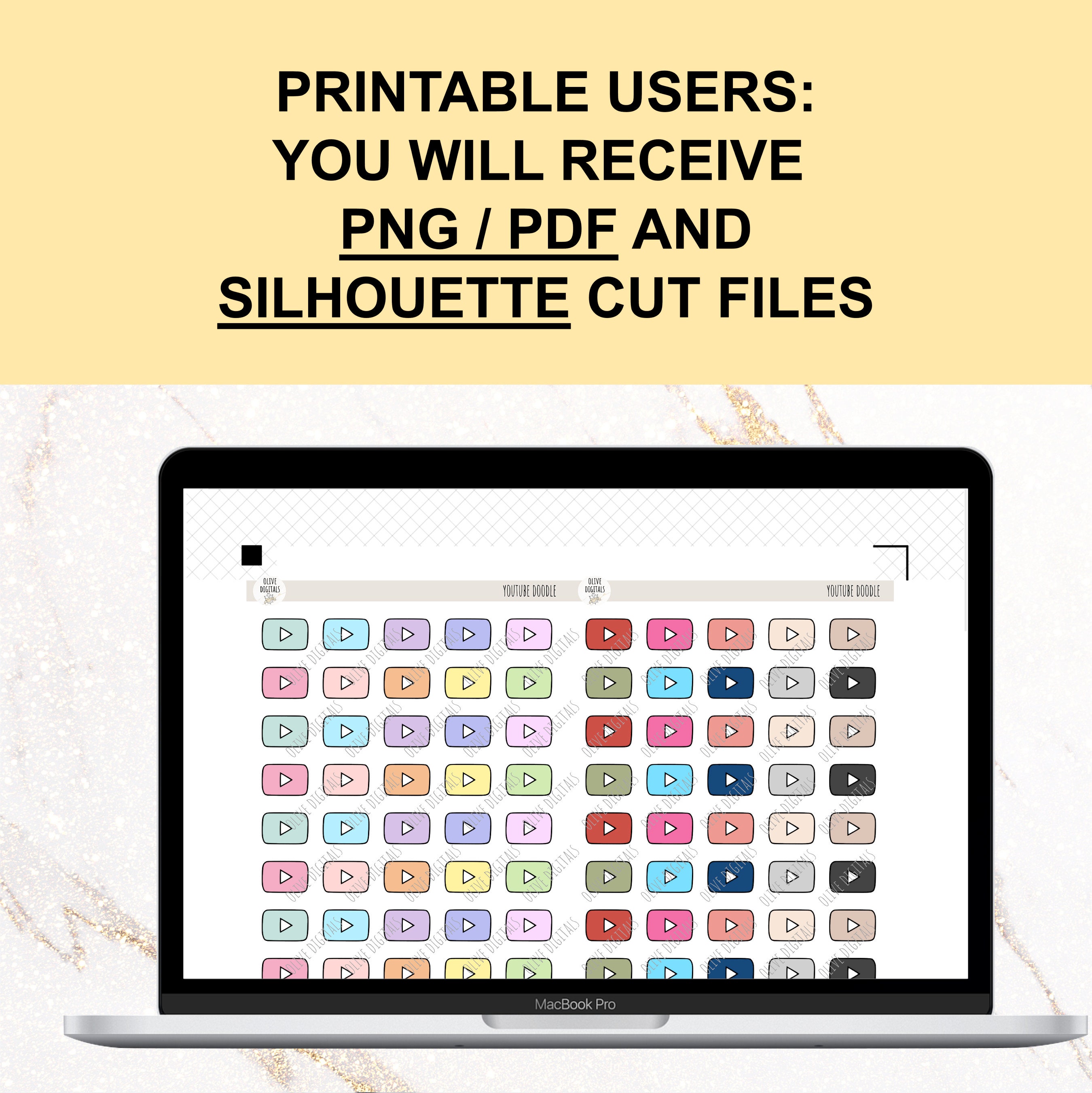 Digital and Printable Cute Character Olive Stickers YOUTUBE DOODLE - Etsy