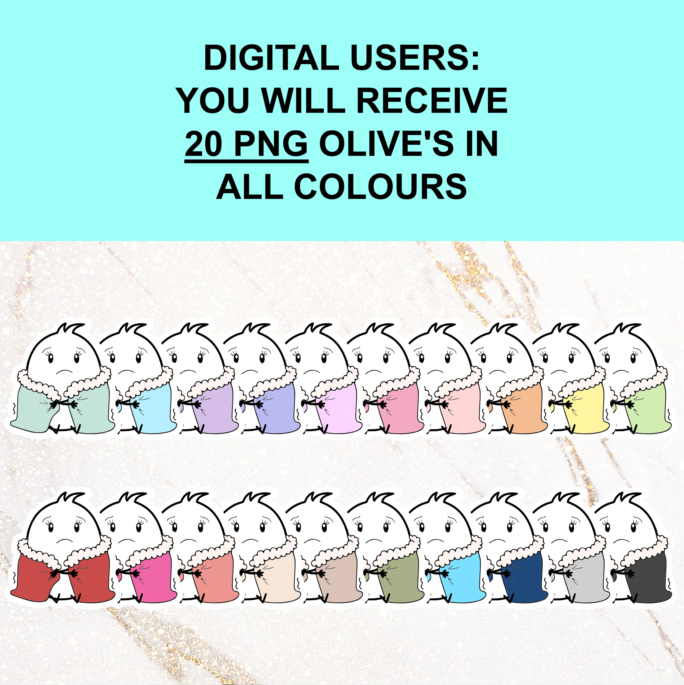 Digital and Printable Cute Character Olive Stickers SHIVERS - Etsy