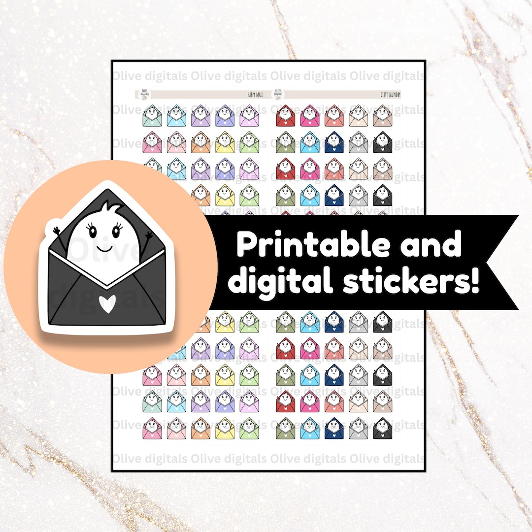 Digital and Printable Planner Stickers - Happy Mail Planner Stickers ...