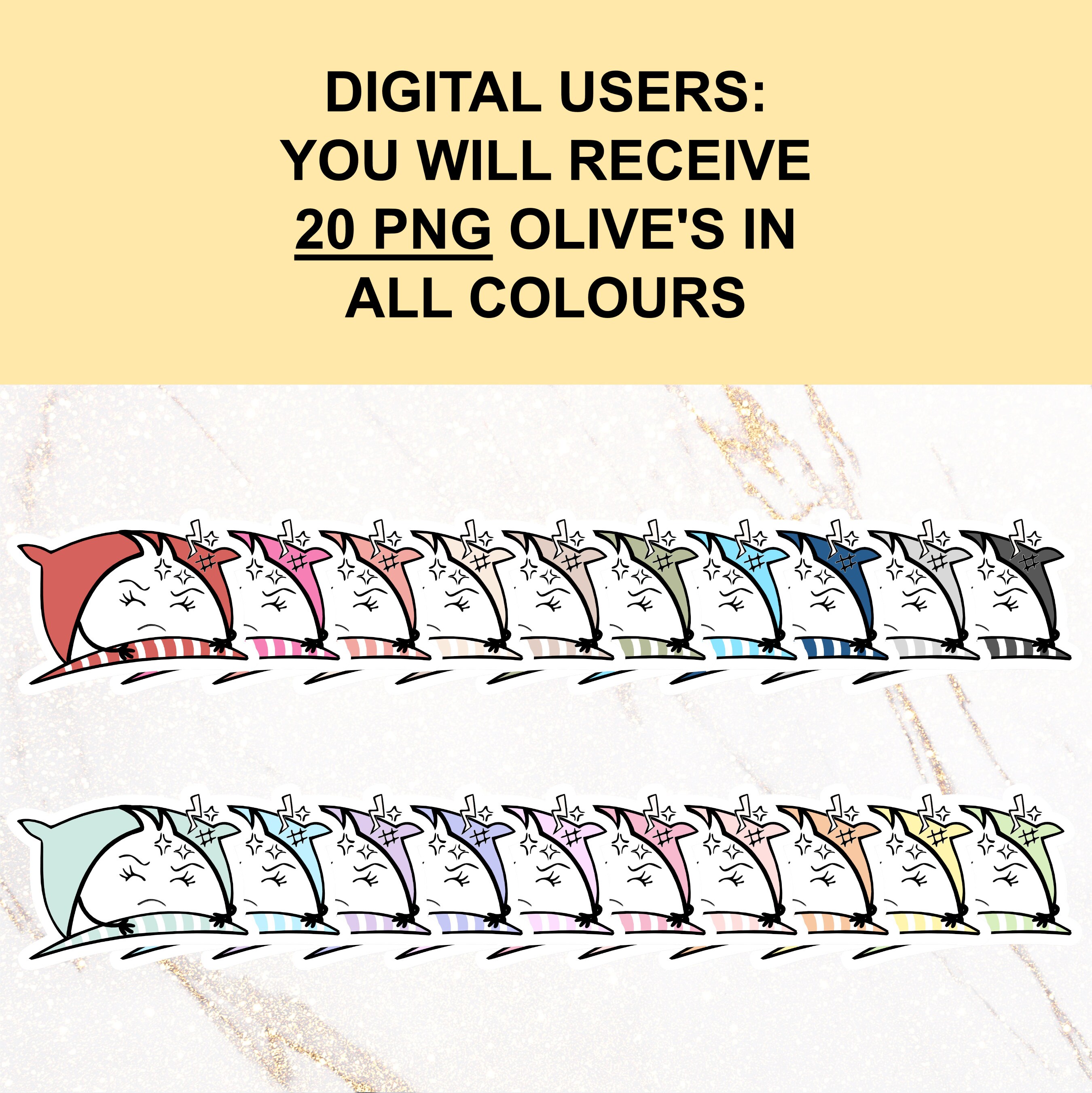 Digital and Printable Cute Character Olive Stickers MY HEAD HURTS - Etsy