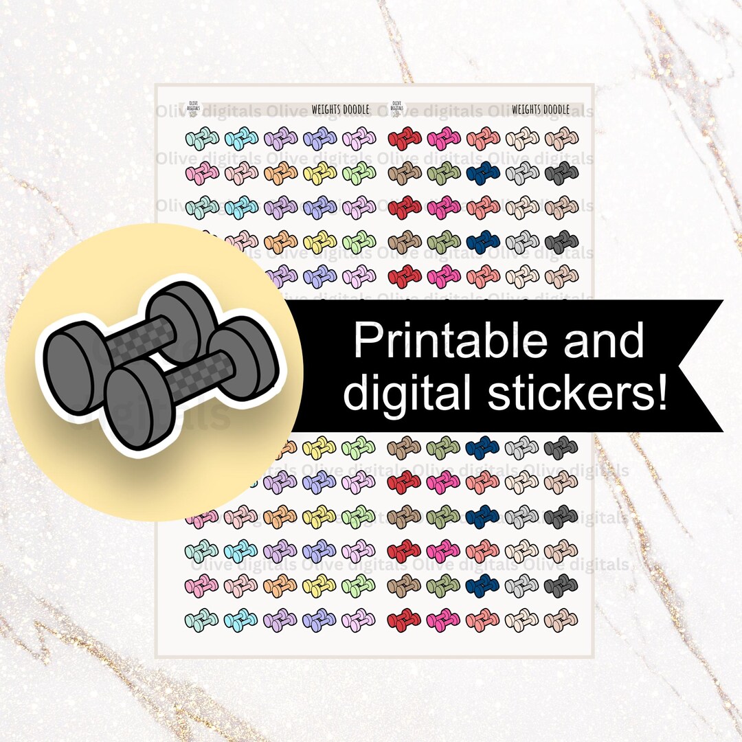 Digital and Printable Fitness Stickers - Fitness Planner Stickers ...