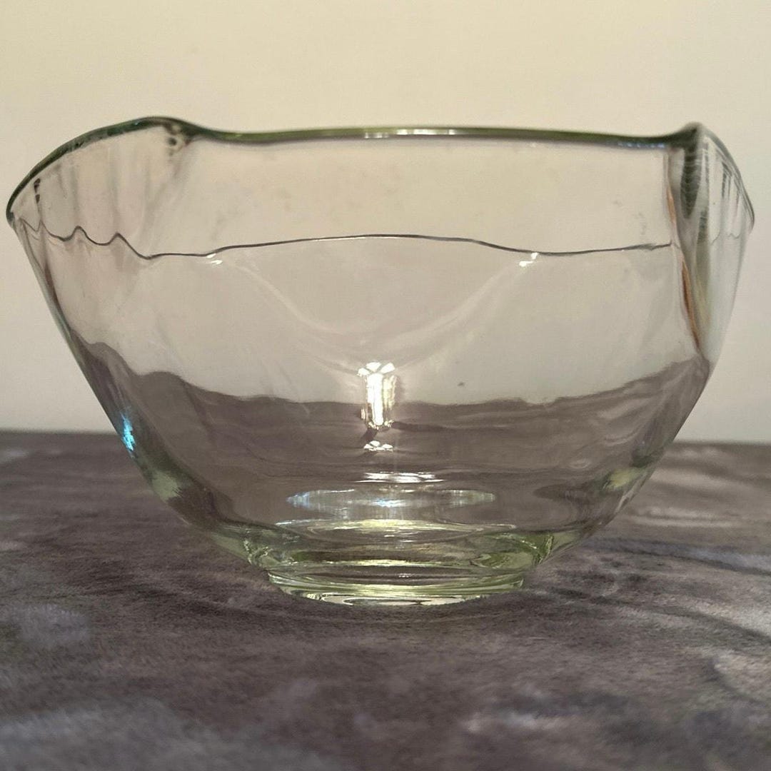 Vintage Clear Glass Bowl 10 in Wide 5 in High - Elegant Curved Triangle ...