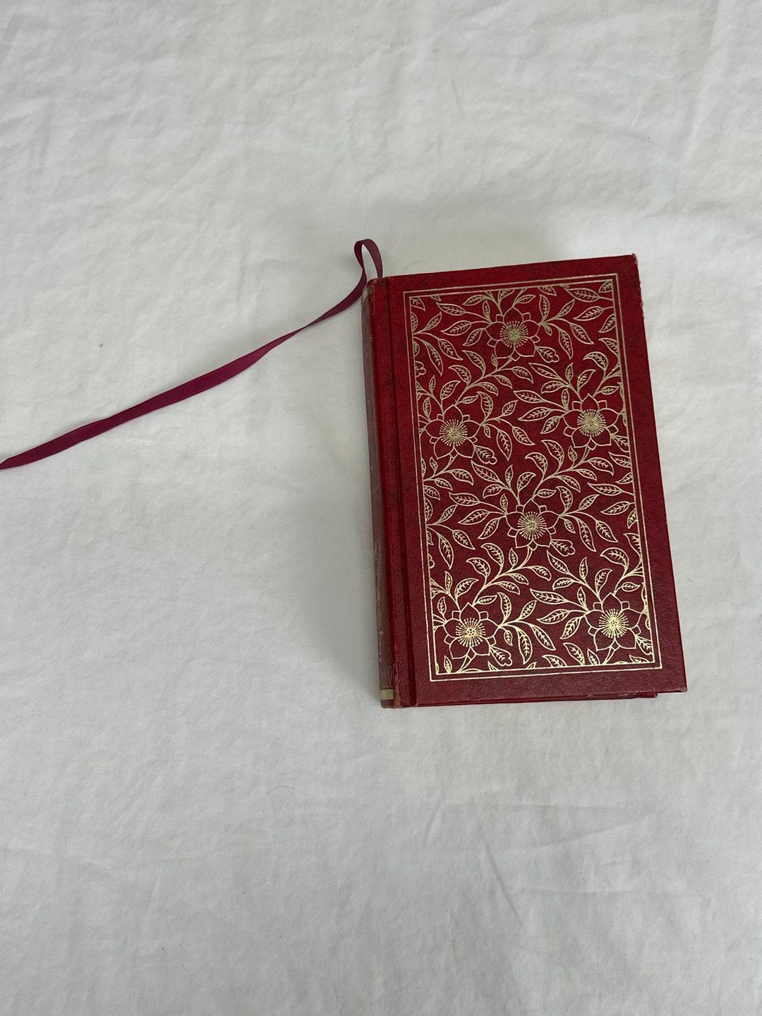 Vintage Leather Bound Book From 1970s With Guilt, Inlay, Floral and ...