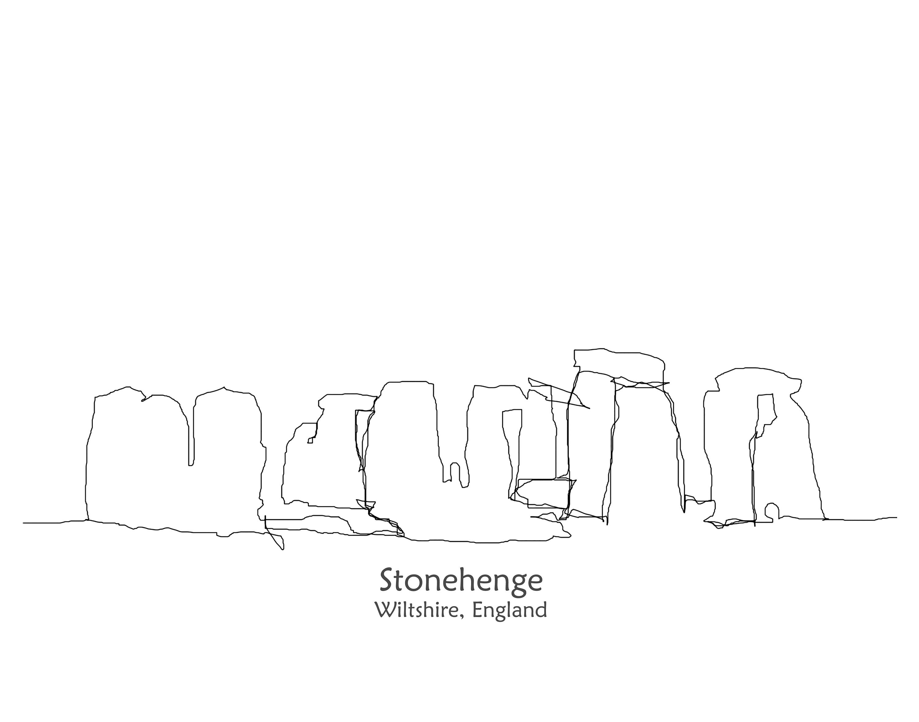 Stonehenge Abstract One Line Drawing Digital Print, Stonehenge Line Art ...