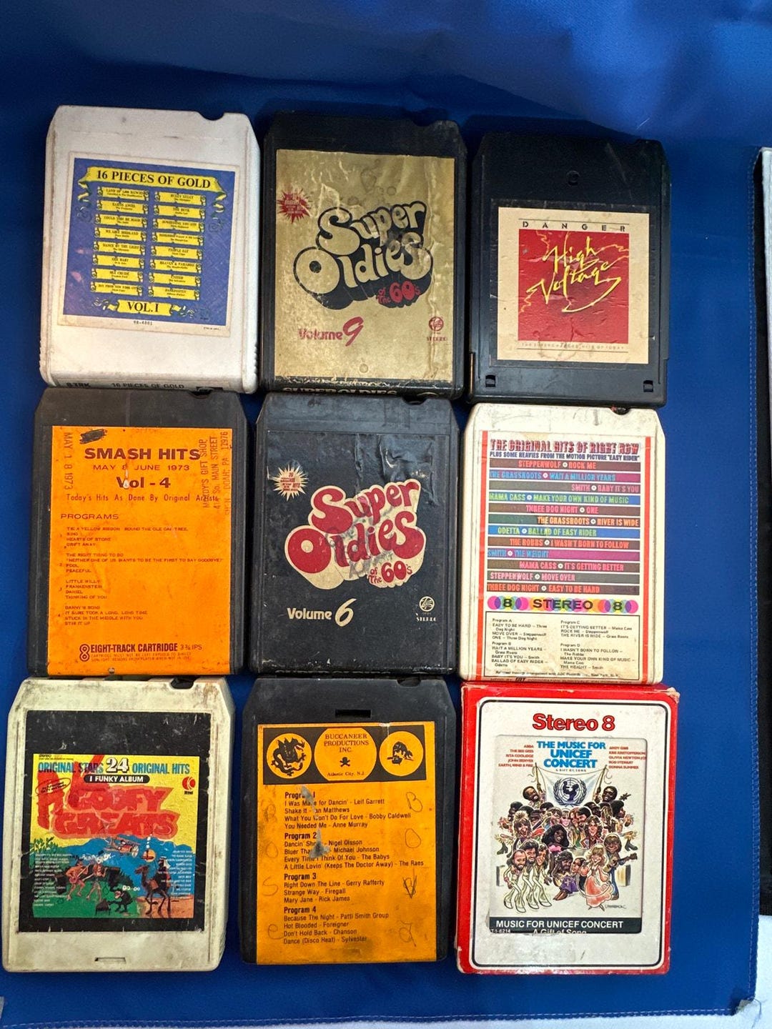 Lot of Nine Vintage Eight Track Cassette Compilation Tapes Assorted ...
