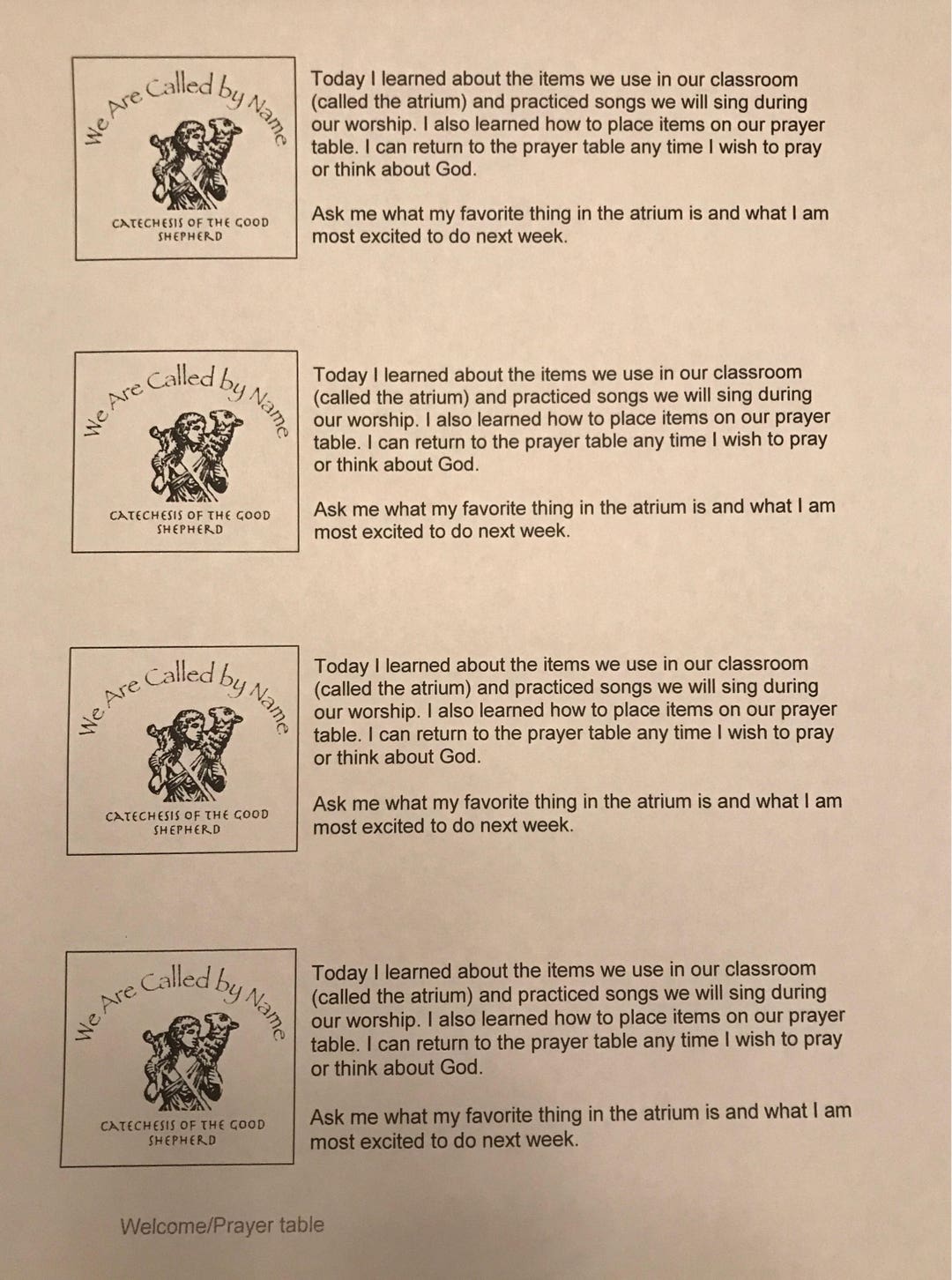 Catechesis of the Good Shepherd Parent Handouts for the Catholic Level ...