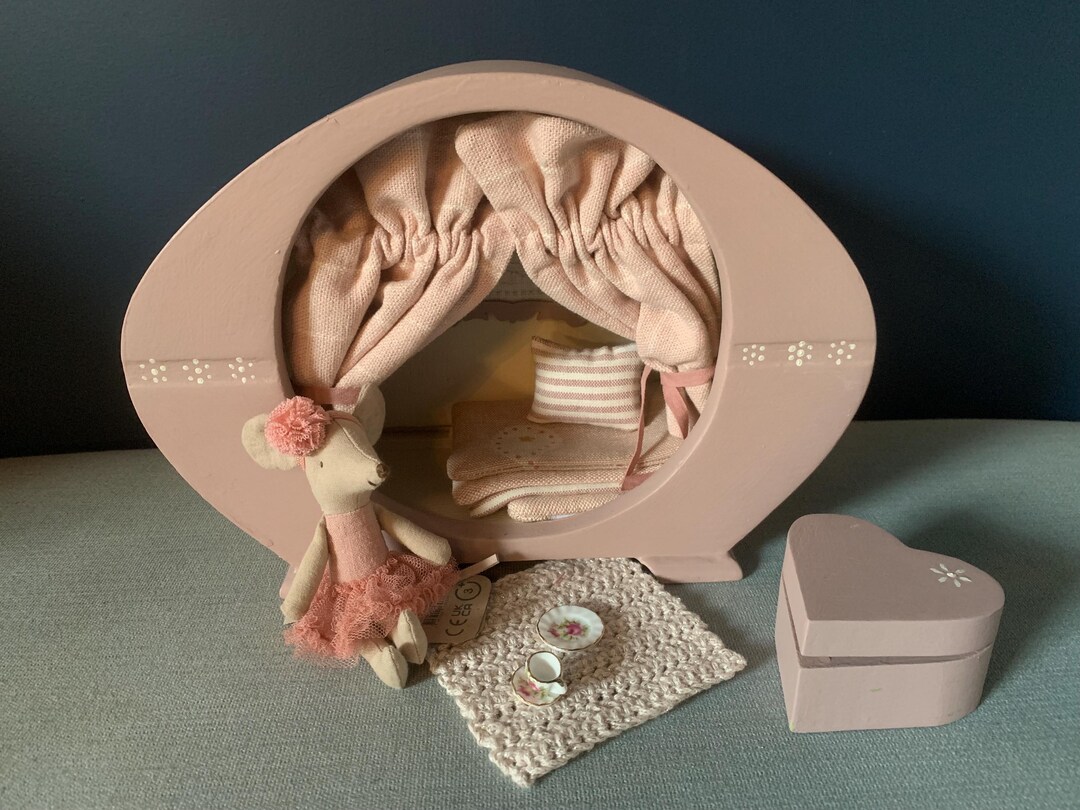 Mouse House Clock-dusky Pink-rose Little Sister Ballerina-maileg - Etsy