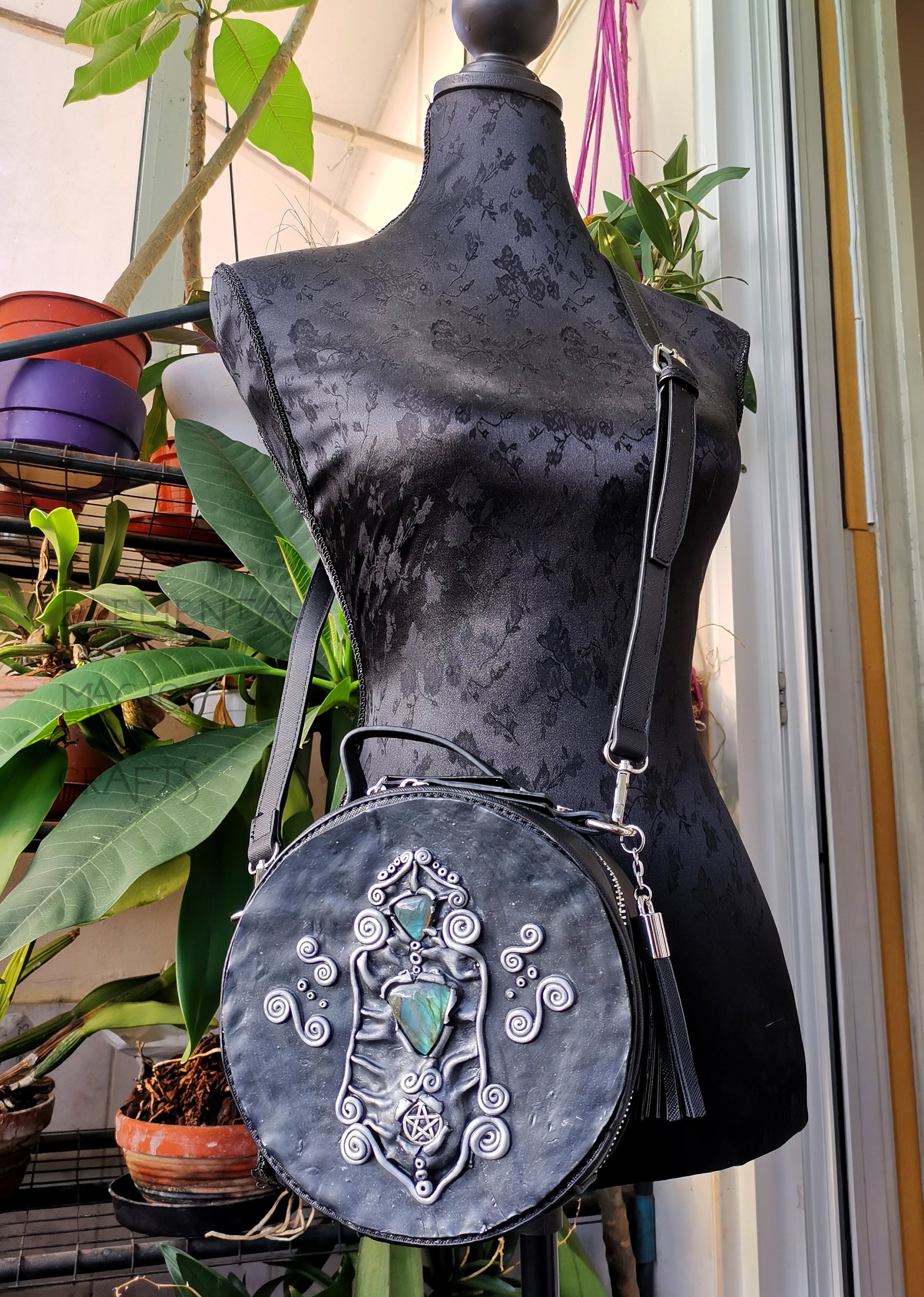 Crossbody Circular Round Witch Bag Purse Faux Leather Polymer | Etsy