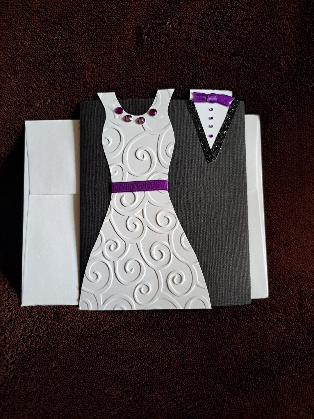 Gate Fold Wedding Greeting Card With Purple Accents - Etsy