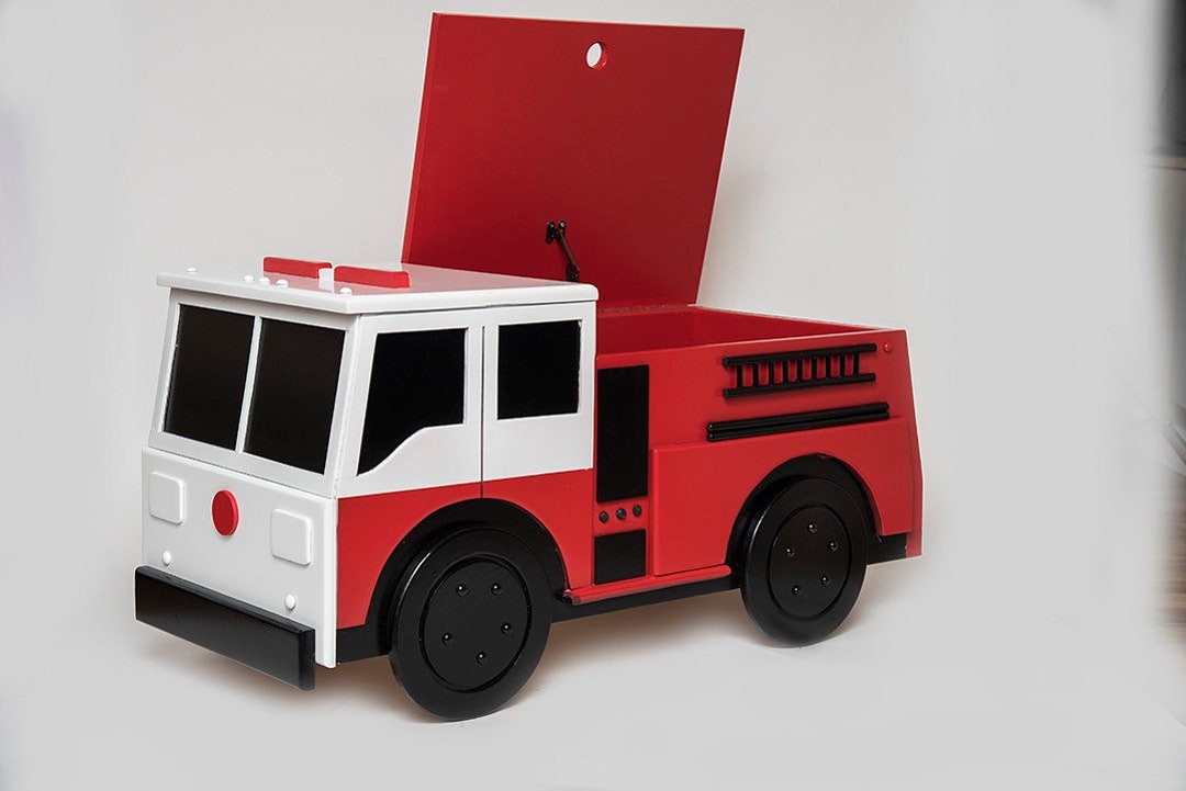 Fire Truck Toy Box for Boys Toy Chest Toy Storage Personalized Gift Toy ...