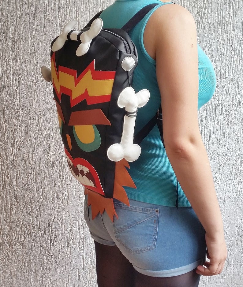 Black & Colorful Retro Bandicoot Video Game Mask Backpack - Etsy