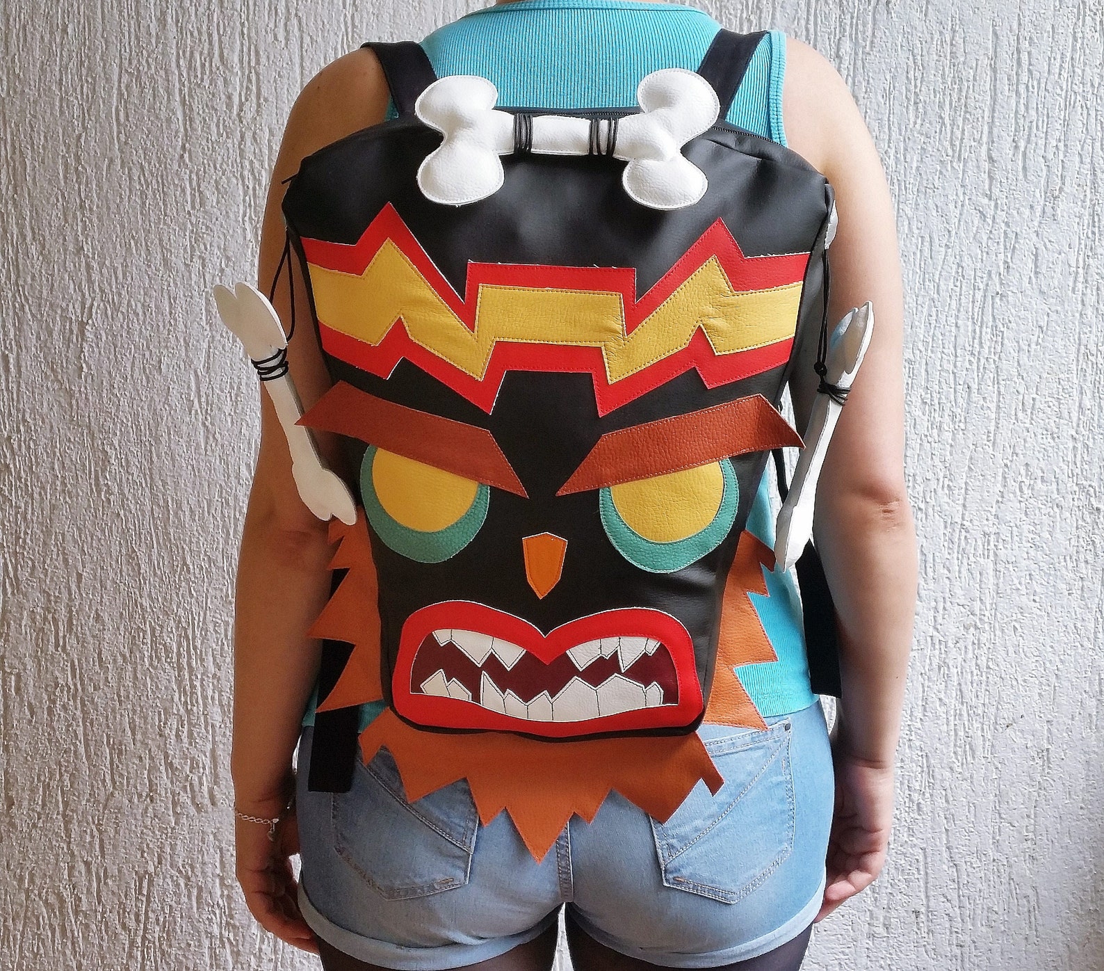 Black & Colorful Retro Bandicoot Video Game Mask Backpack - Etsy