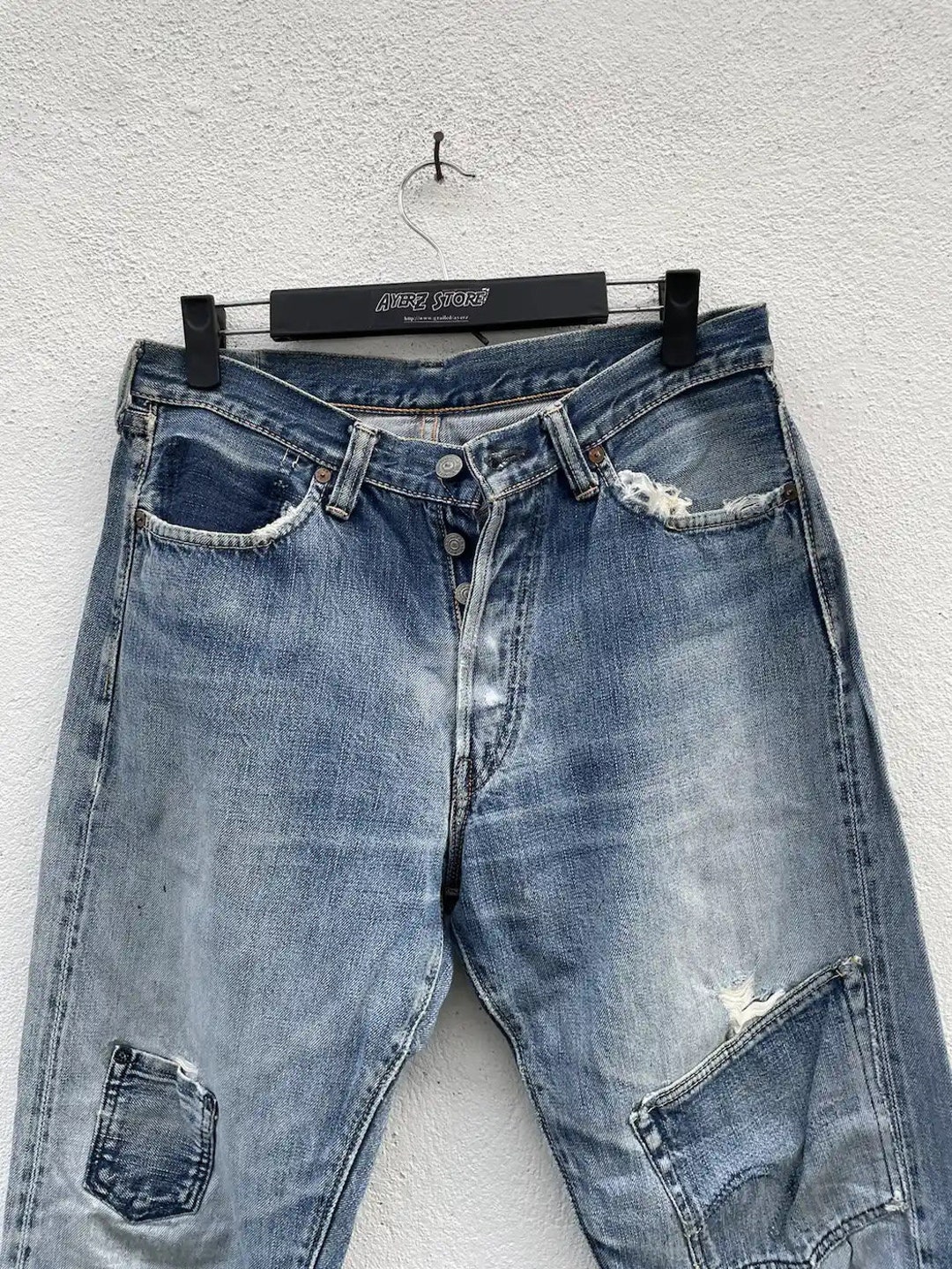 Vintage 90s Full Count Distressed Redline Selvedge Jeans / Underground ...
