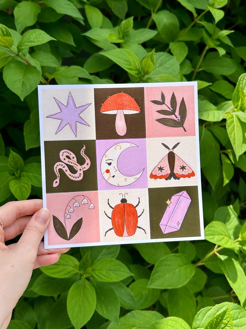 Witchy Collage Art Print: Cottagecore Wall Decor (6x6 In.) - Etsy