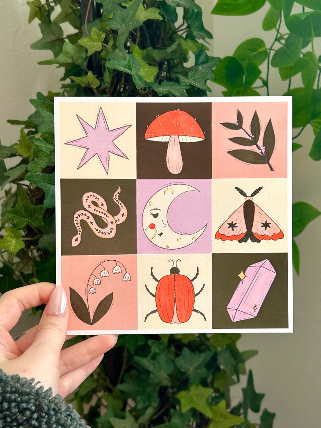 Witchy Collage Art Print: Cottagecore Wall Decor (6x6 In.) - Etsy